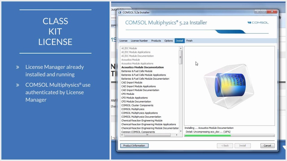 Installing COMSOL Multiphysics® with a Class Kit License