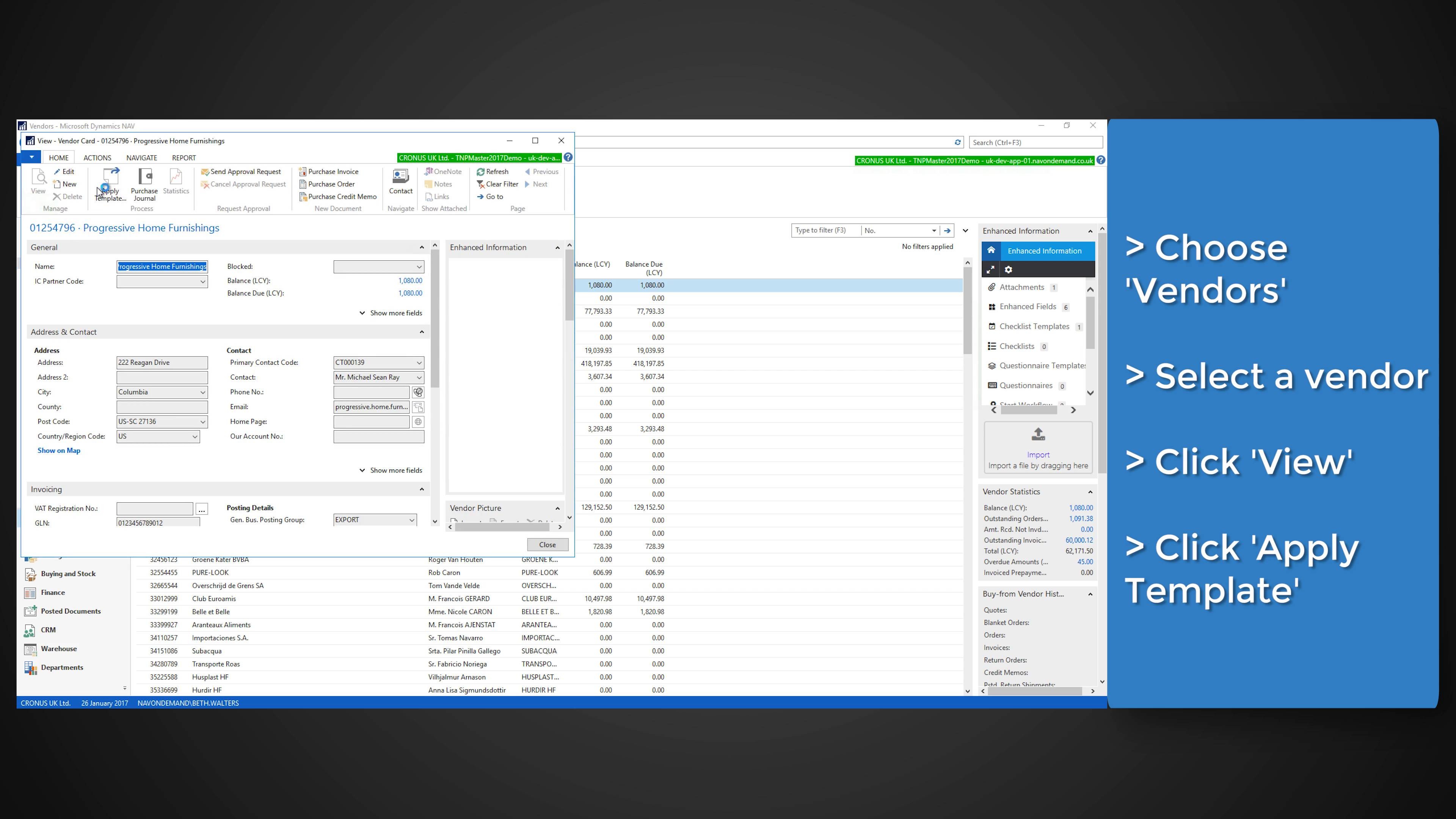 Dynamics NAV - How to Create a Vendor Template