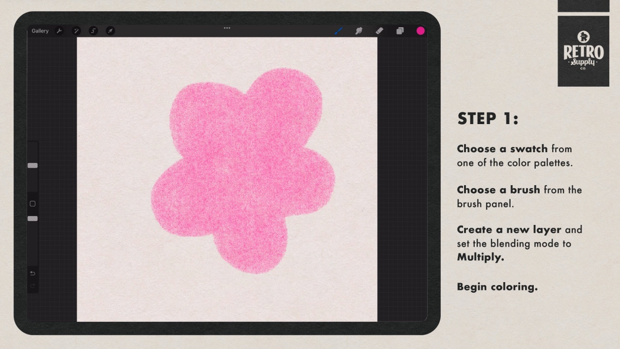Coloring in Layers with Risograph Brushes in Procreate | RetroSupply Co.