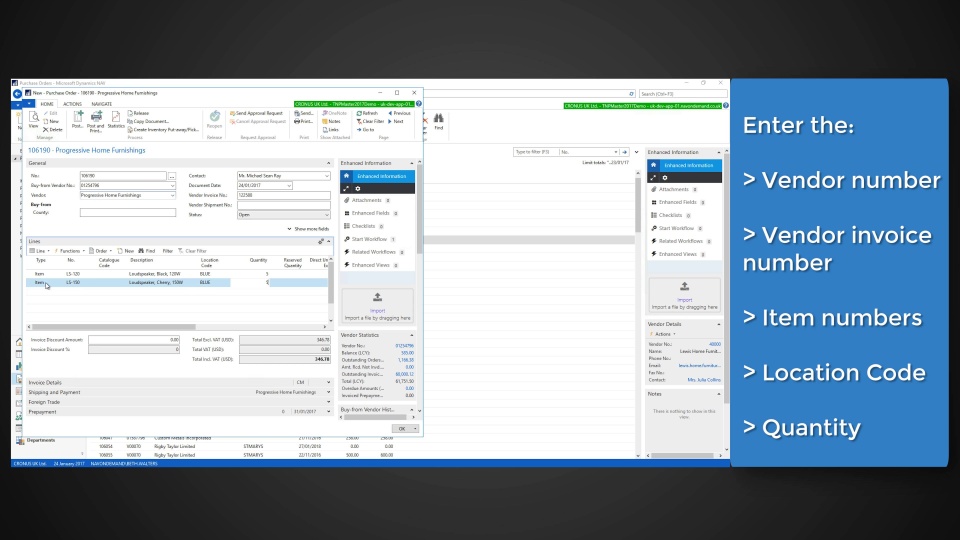 Dynamics NAV - How to Process the Receipt of Goods