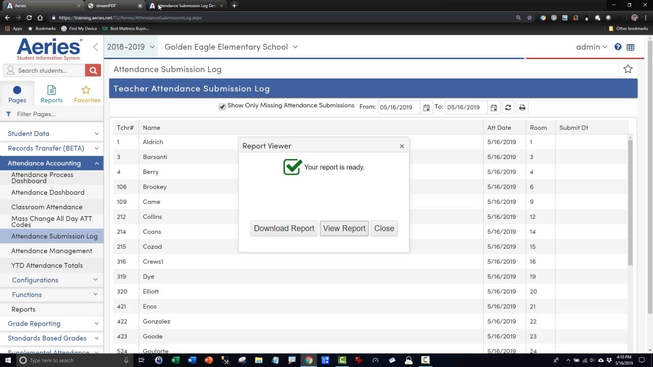 Attendance Submission Log Video : Aeries Software